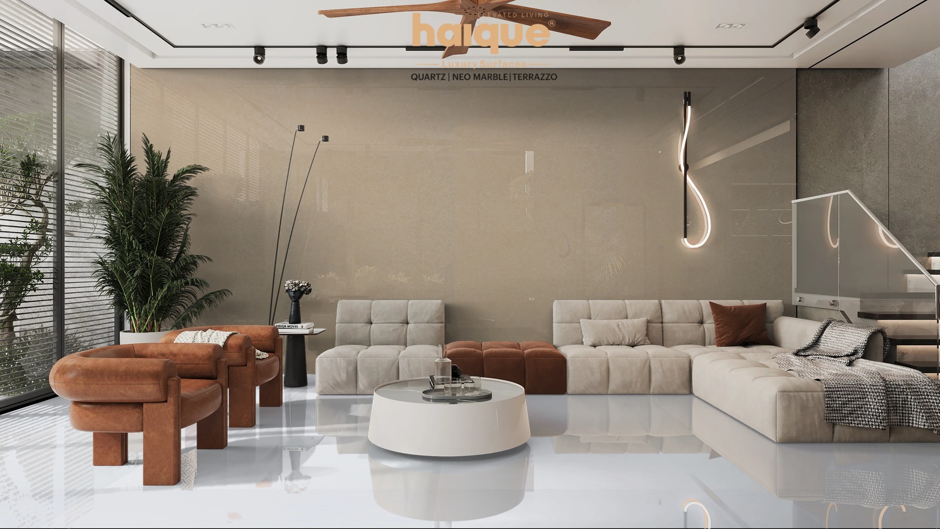 Pantheon Beige Quartz Stone Interior Surface | Haique